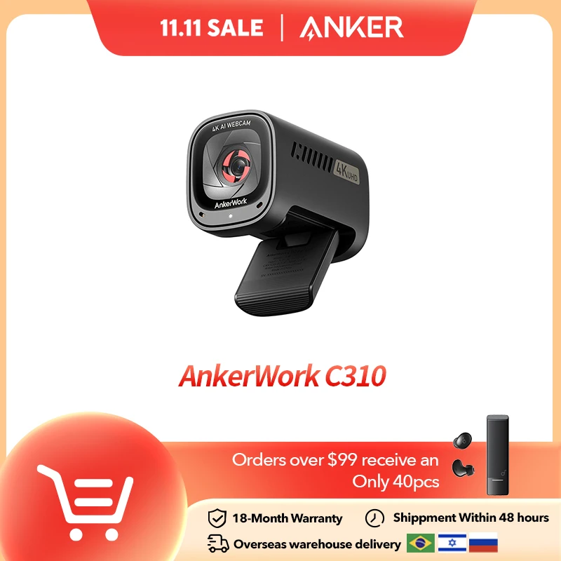 AnkerWork-C310-Webcam-4K-Webcam-12-Megapixel-AI-Auto-Focus-AI-Framing ...