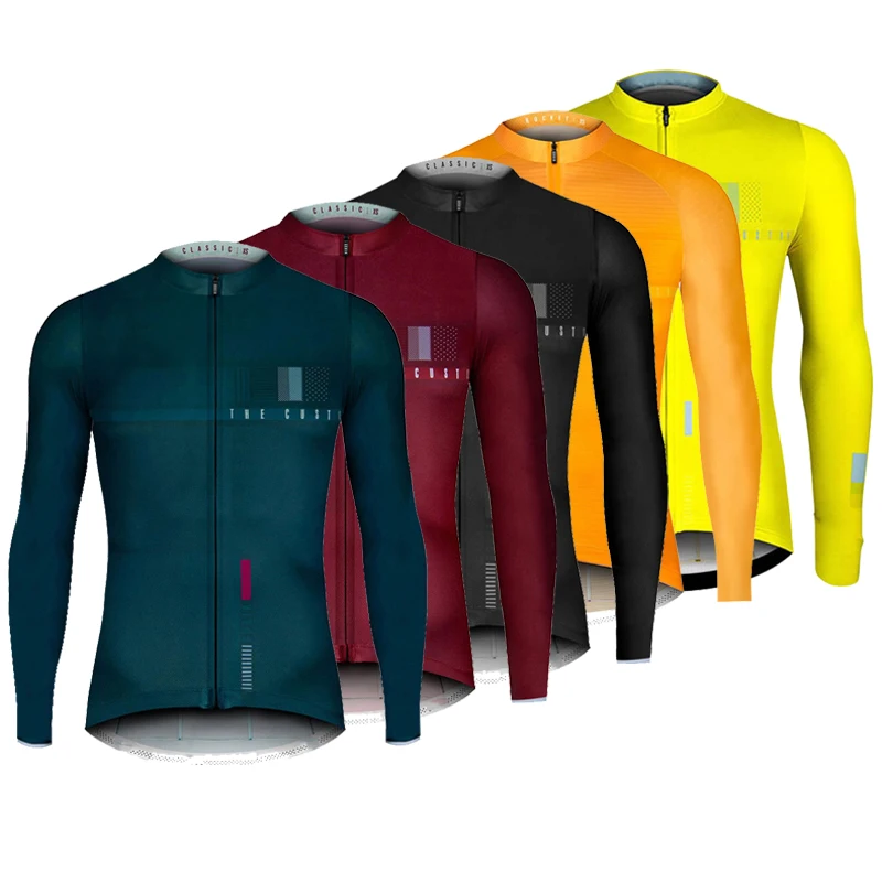 Homens-manga-longa-onda-ponto-ciclismo-Jerseys-roupas-de-bicicleta-MTB ...