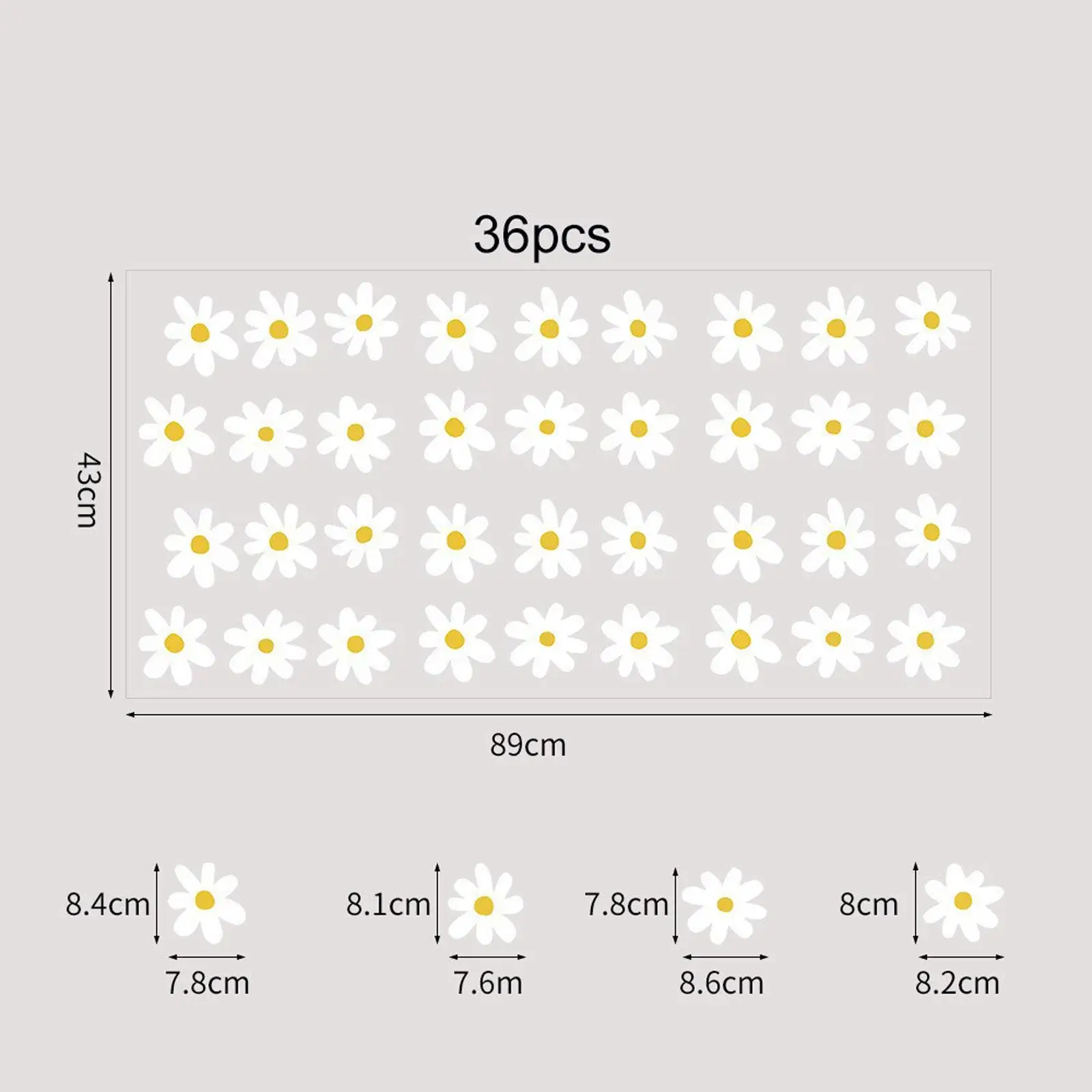 White Daisy Flower Decals Removable Peel and Paste Daisy Stickers for ...