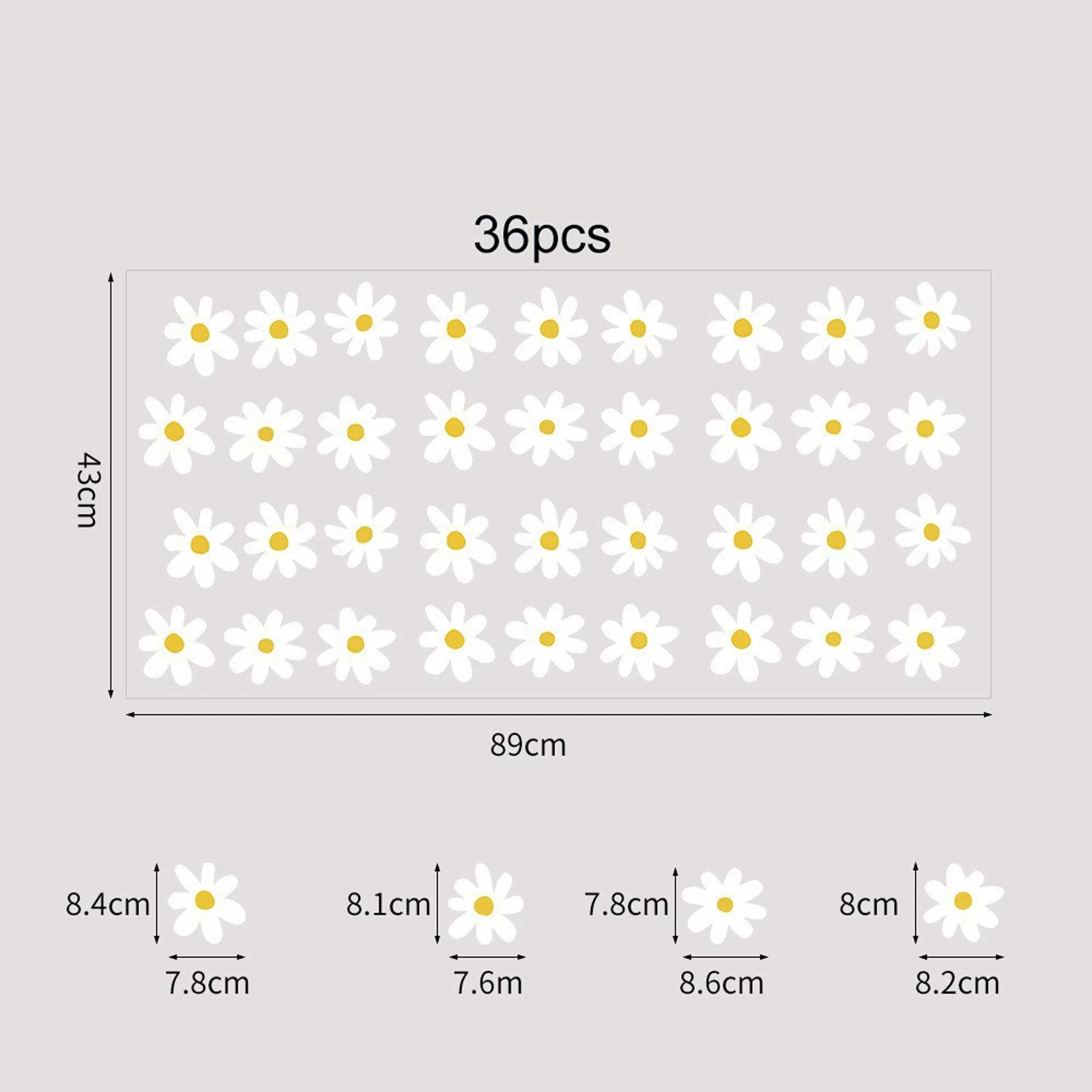 White Daisy Flower Decals Removable Peel And Paste Daisy Stickers For ...