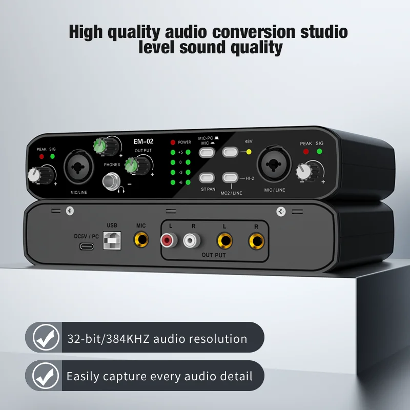 Sound Card Audio Mixer USB Audio Interface With Mic Preamplifier XLR ...