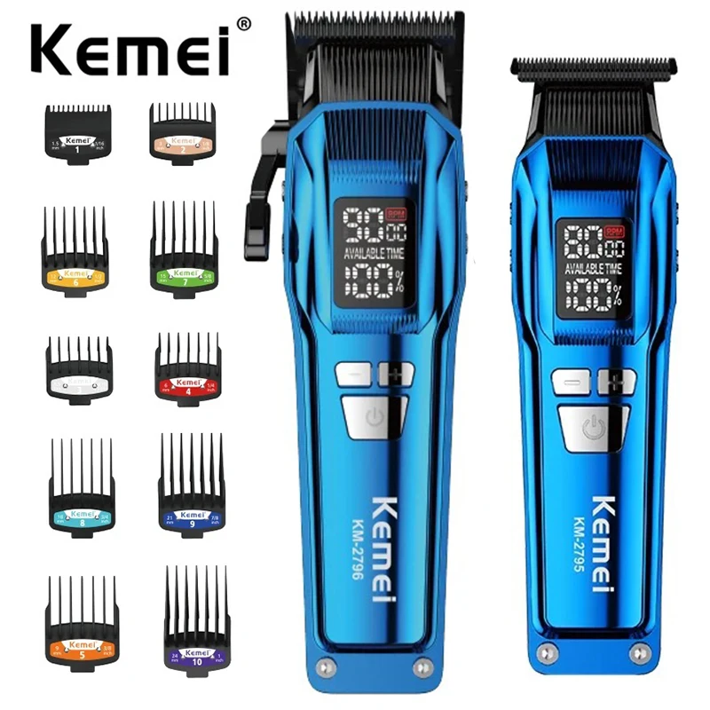 Kemei-Professional-Hair-Clipper-Cordless-Hair-Trimmer-Set-Electric-Hair ...