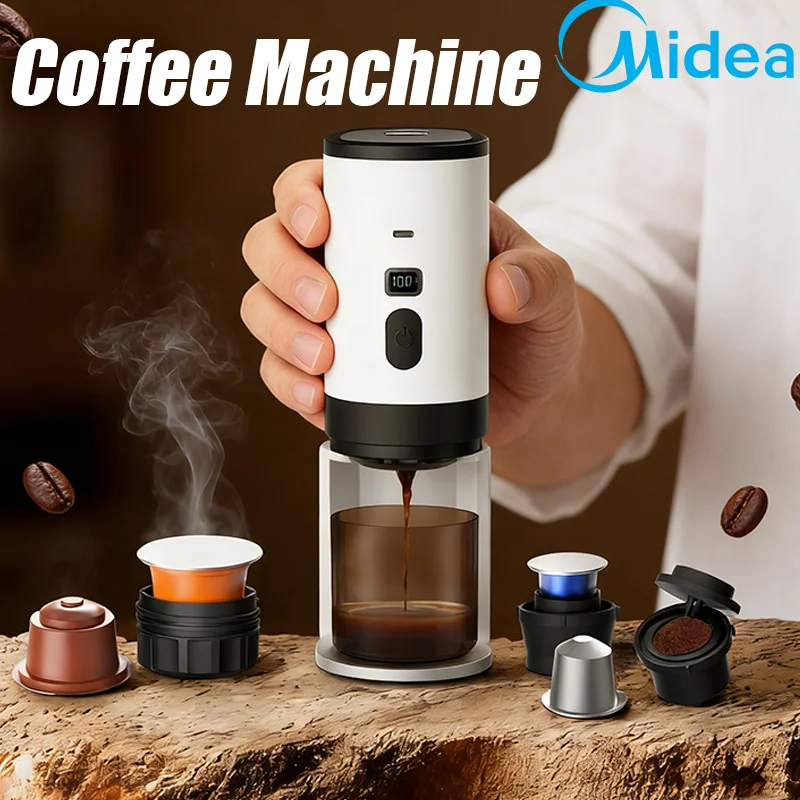 Midea Portable Electric Capsule Coffee Maker Espresso Pot Cordless ...