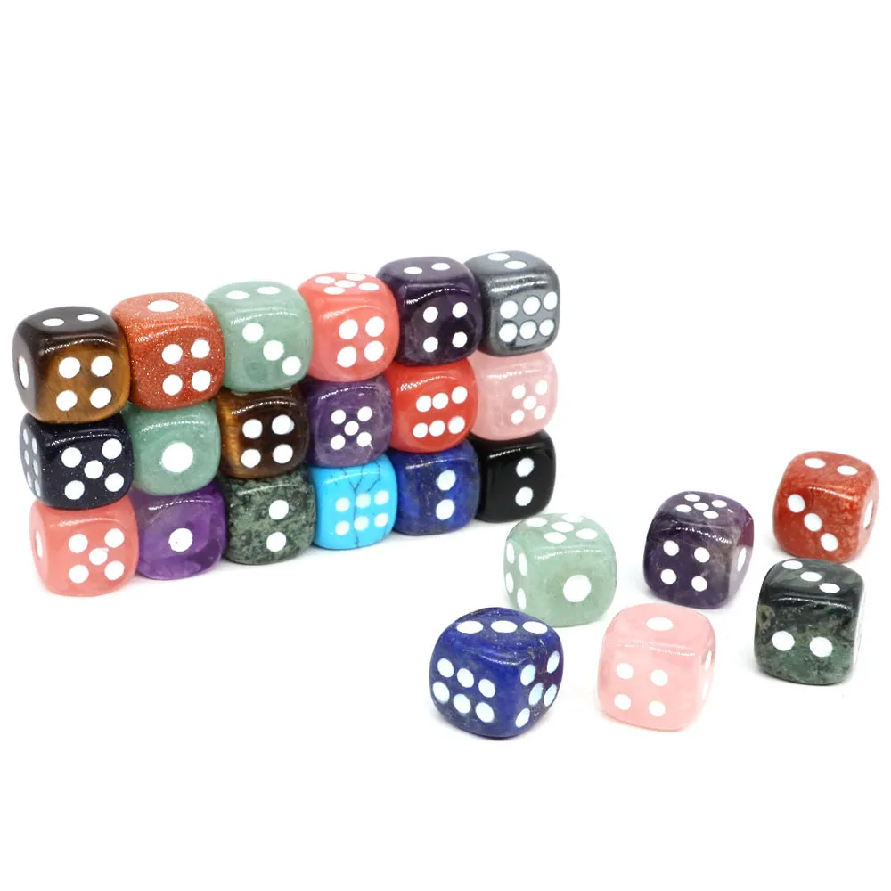 15MM-Six-Sided-Spot-D6-Playing-Games-Natural-Crystal-Stone-Dice-Set-For ...