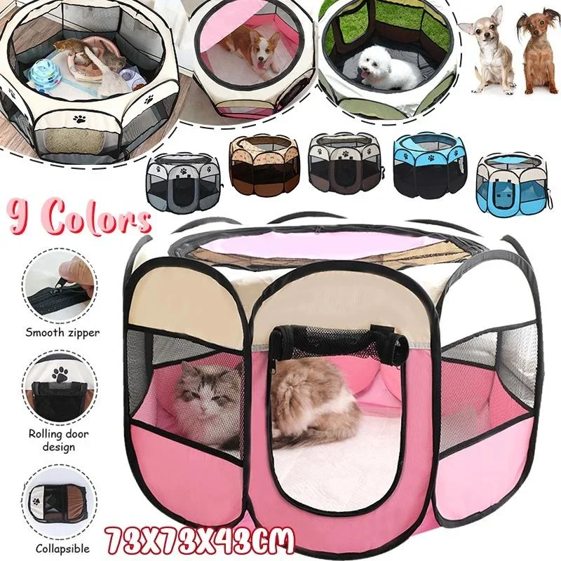 Folding Pet Tent Pet Cage Dog House Octagonal Cage for Cat Tent Puppy ...