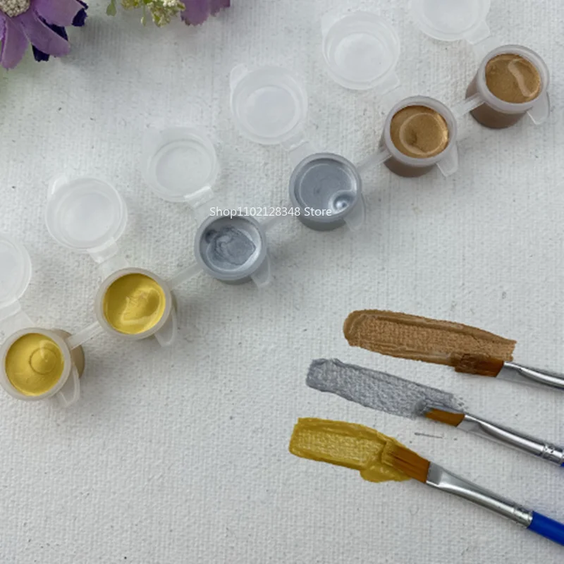 3ml-6-Conjoined-Acrylic-Paint-Gold-Silver-Copper-Color-Clay-Painting ...