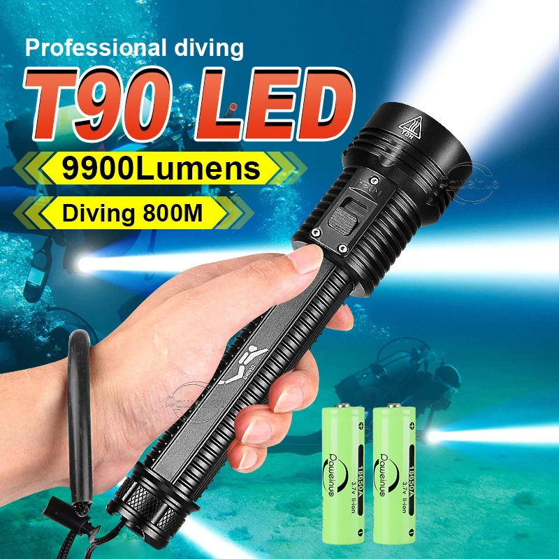 9900LM Powerful Led Diving Light Underwater 800m Professional Diving ...