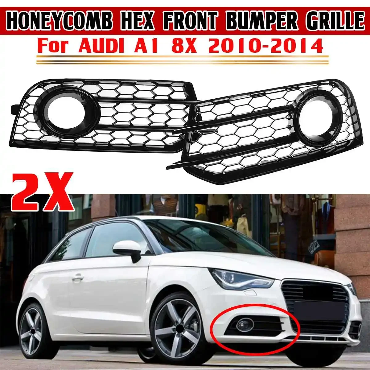 2pcs-Honeycomb-Mesh-Car-Front-Bumper-Fog-Lamp-Grill-Protector-For-AUDI ...