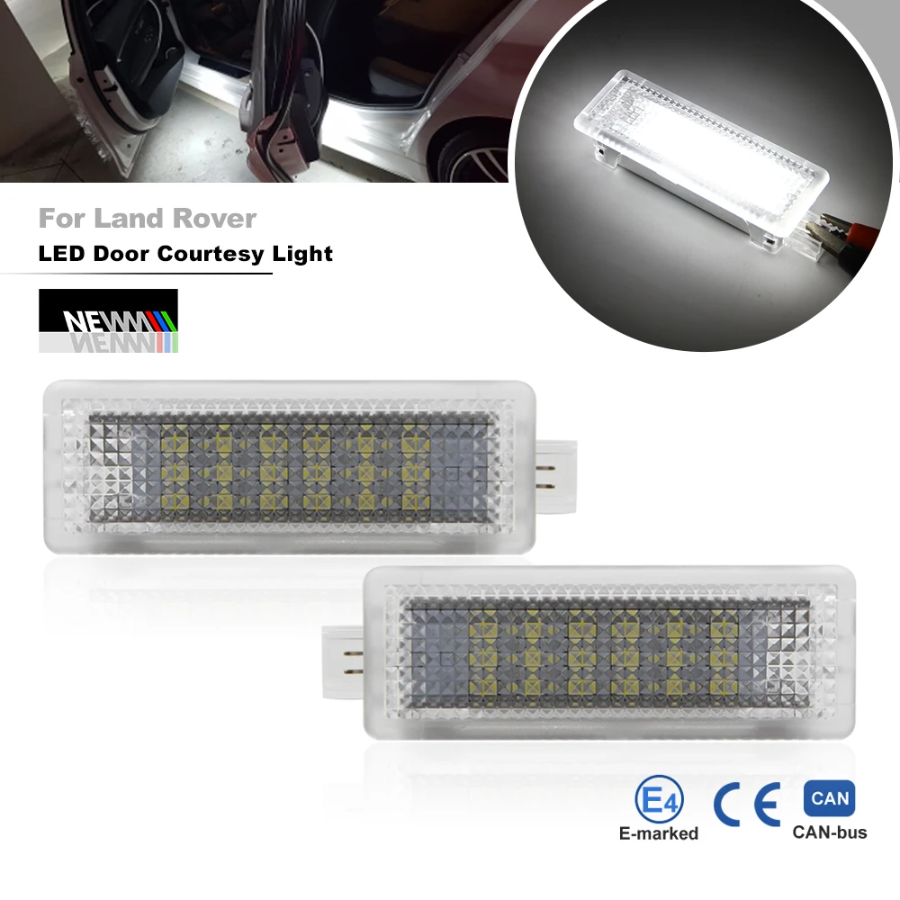랜드로버 Lr2 Lr3 Lr4 프리랜더 2 디스커버리 4 레인지로버 스포츠용 2x 화이트 에러 프리 Led 도어 커티시 웰컴