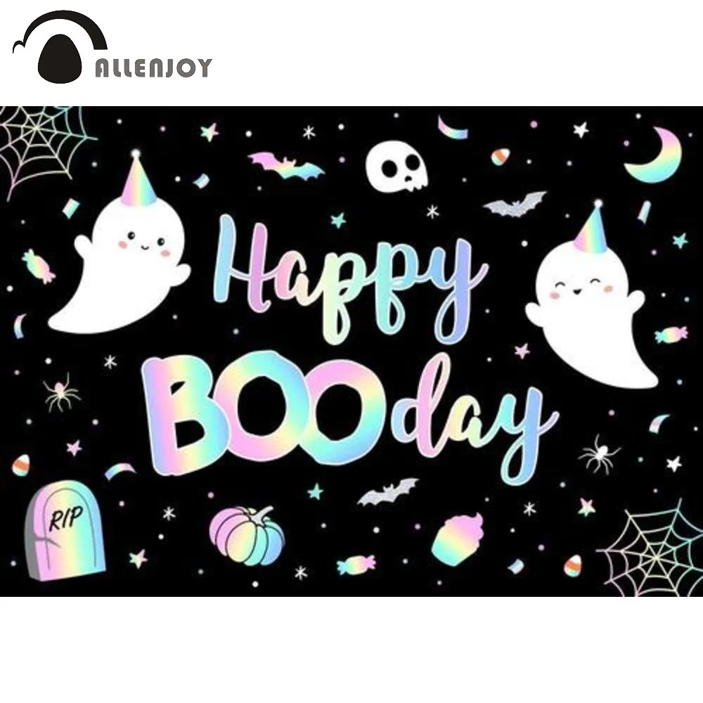 Allenjoy-Black-Boo-Halloween-Backdrop-Cute-Ghost-Booday-Happy-Birthday ...