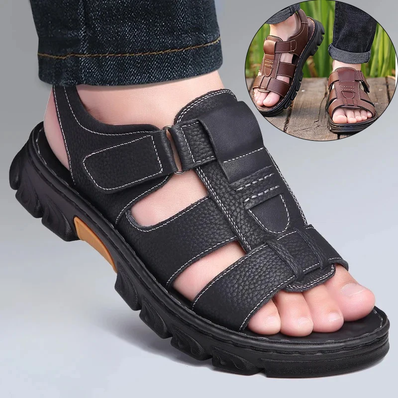 Men's Sandals Adjustable Solid Color Shoes Summer Casual Comfort with ...