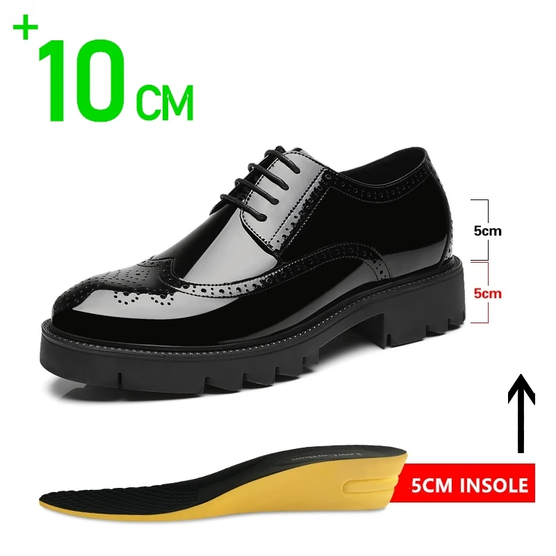 Luxury-Men-Brogues-Patent-Leather-Elevator-Shoes-Man-Height-Increase ...