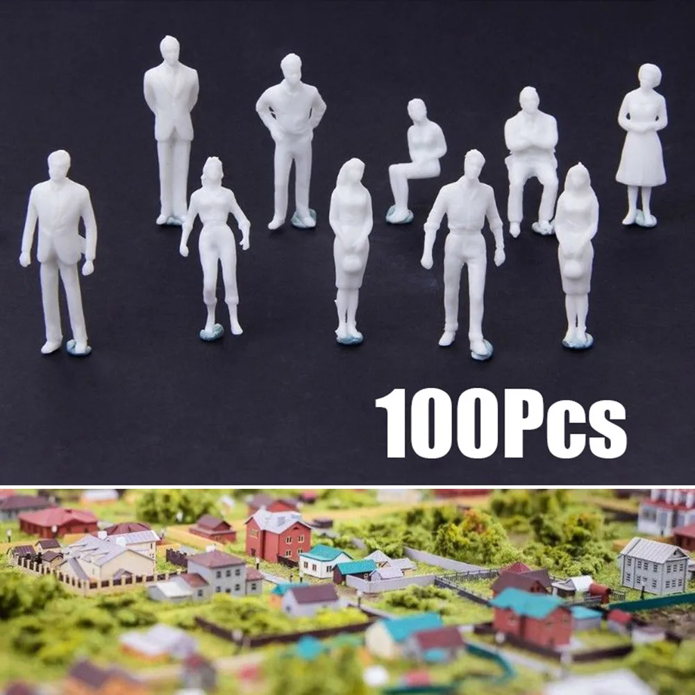 100Pcs-Scale-Model-Miniature-White-Figures-1-75-Scale-OO-Gauge-00-Model ...