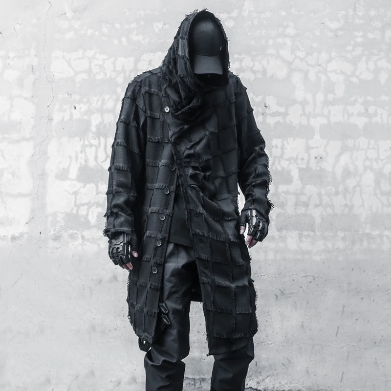 Gabardina-de-cuello-alto-para-hombre-Chaqueta-larga-de-dise-o-Irregular ...