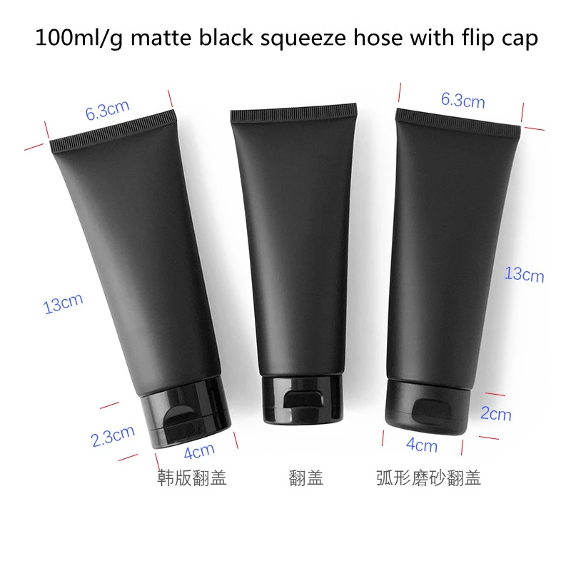 100ml Empty Matte Black Squeeze Bottle Soft Tube Facial Cleanser Body ...