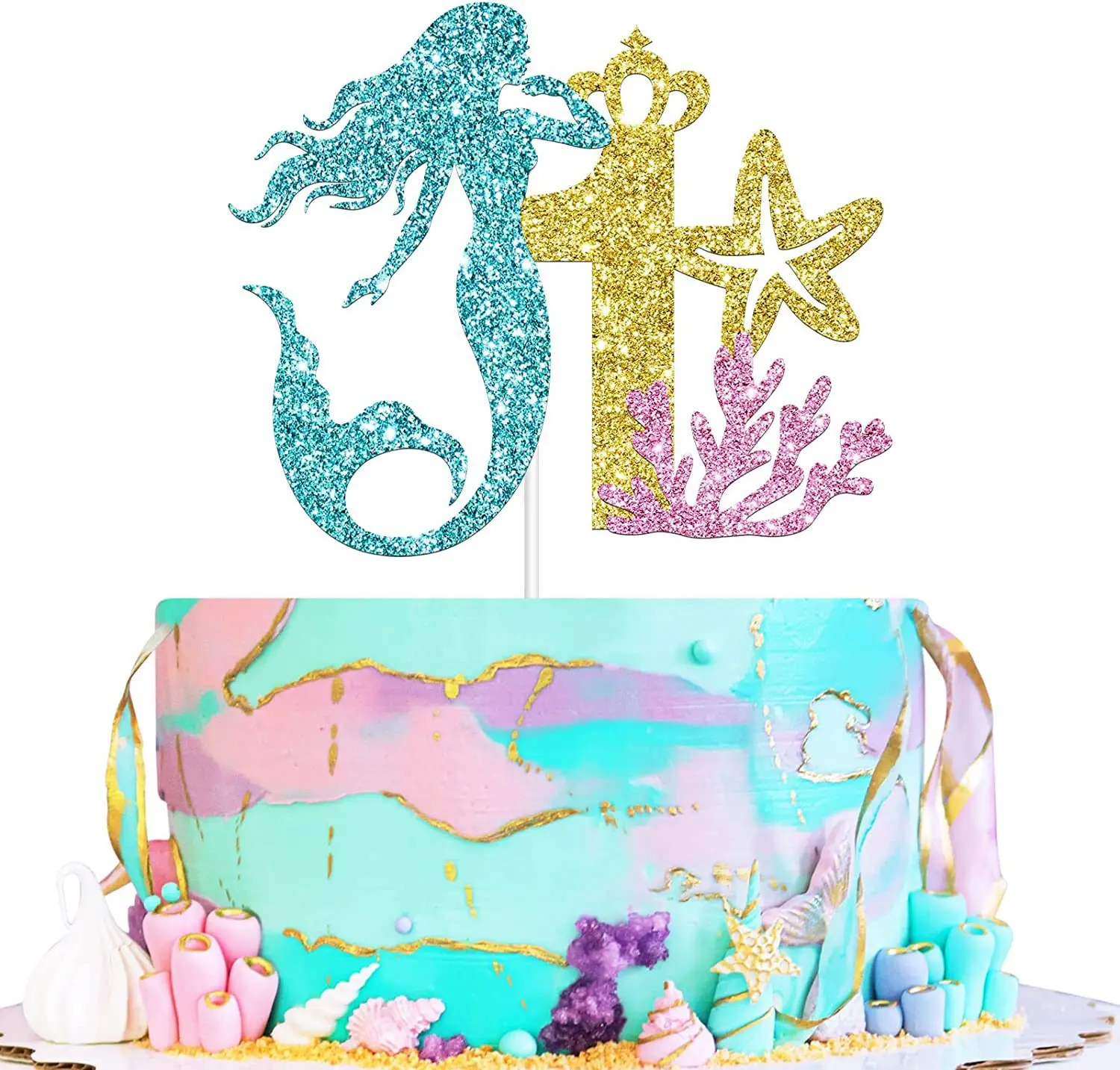 1pcs Mermaid Party Cake topper 1 2 3 4 5 6 7 8 9 Mermaids Cake ...
