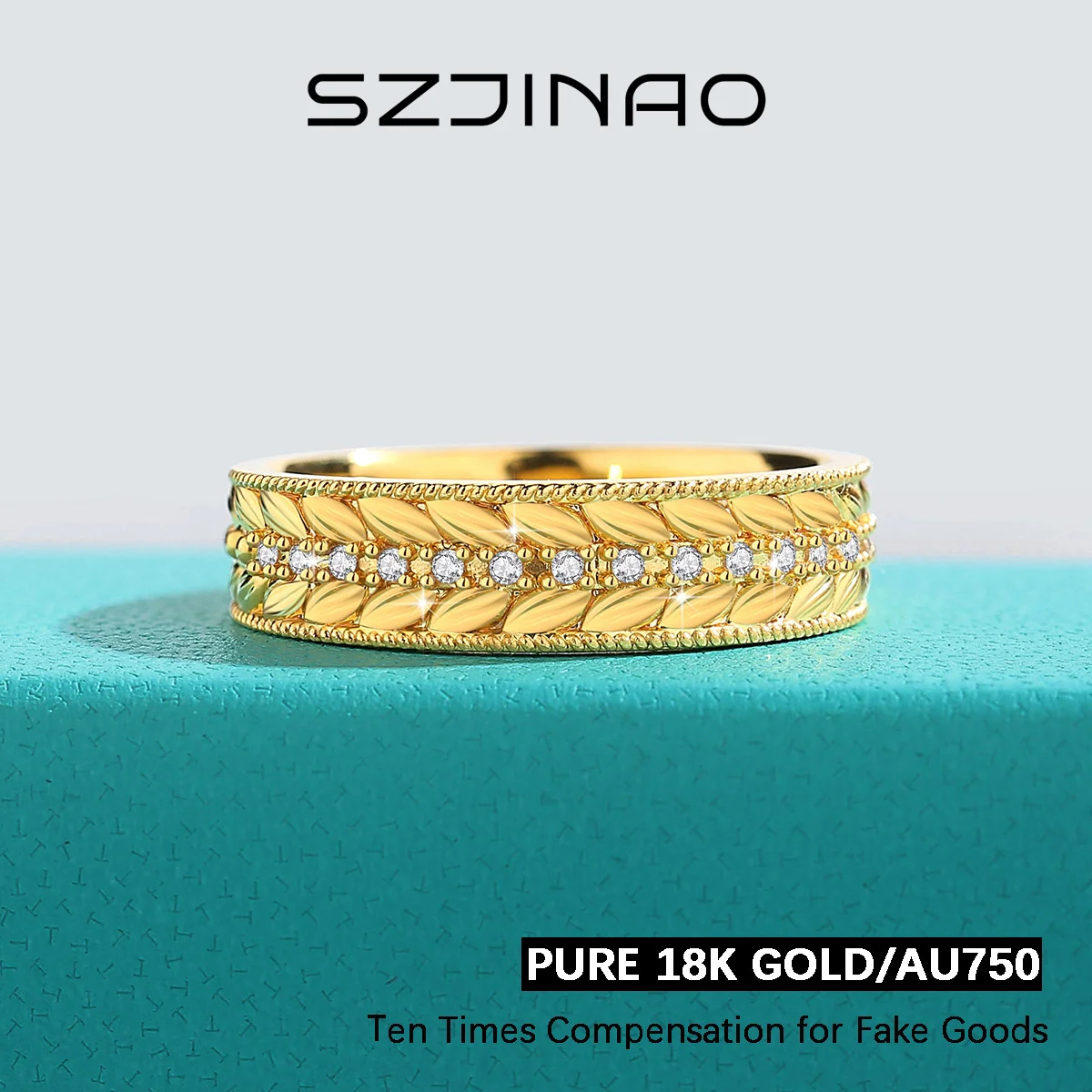 진짜 100% 18K 골드 반지, AU750 모이사나이트 다이아몬드 반지, 남성 여성 결혼 기념일 약혼 선물, 하이 주얼리