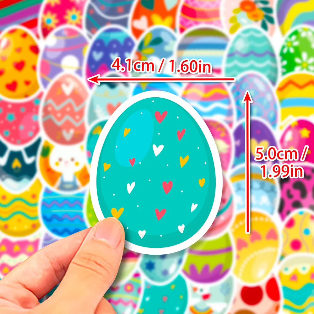 50pcs Easter Egg Stickers Children's Party Stickers Cartoon Easter Egg ...
