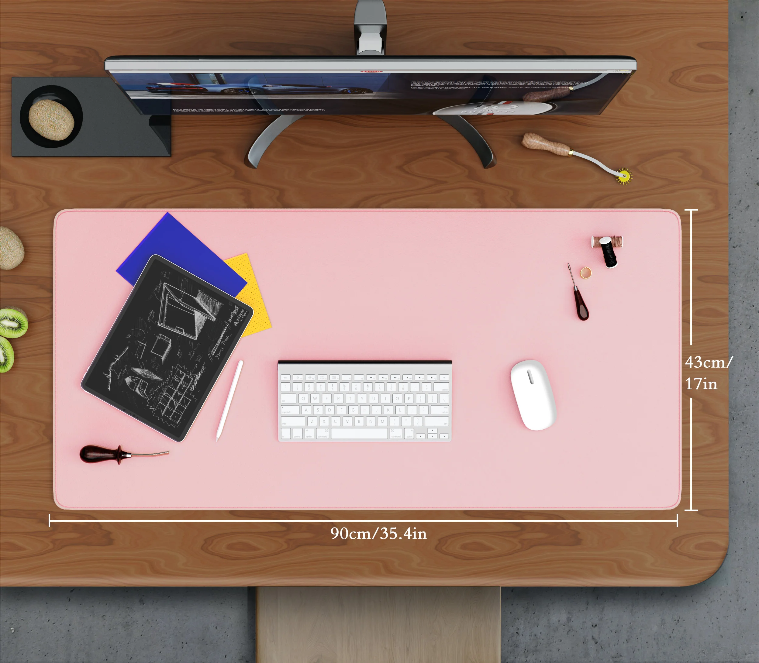 Dual-Sided Mouse Pad, Natural Cork & PU Leather Large Desk Pad for ...