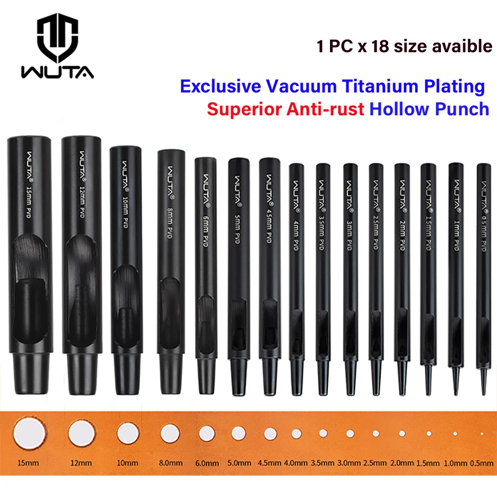WUTA 1PC 6-15mm Titanium Plated Anti-rust Leather Punch Tools Round ...