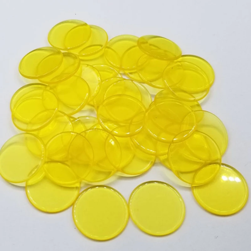 100pcs Plastic Tokens 19mm Chips Transparent Round Chips Game Currency ...