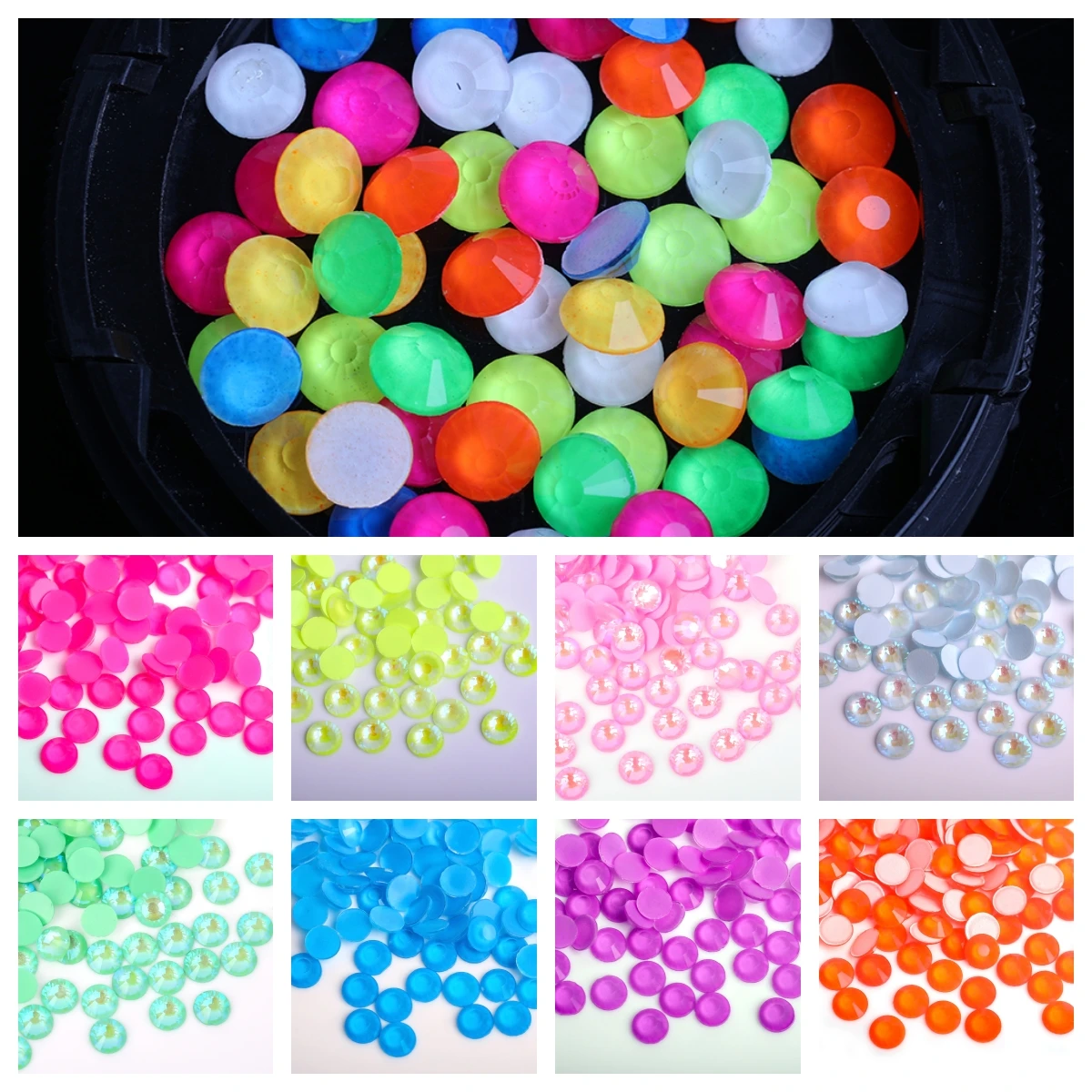 All-Color-Size-Glass-Noctilucent-Neon-Rhinestones-C-Flatback-Non-Hot ...