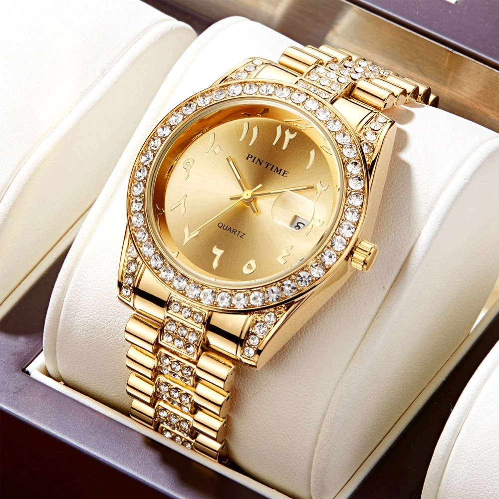 Quartz Watch for Business Gentlemen Roman Numeral Dial Classic Diamond ...