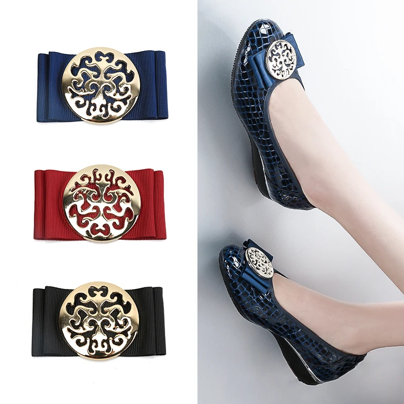 Shoe Decorations Handmade DIY Self-adhesive Leather Women's Shoes Bow ...