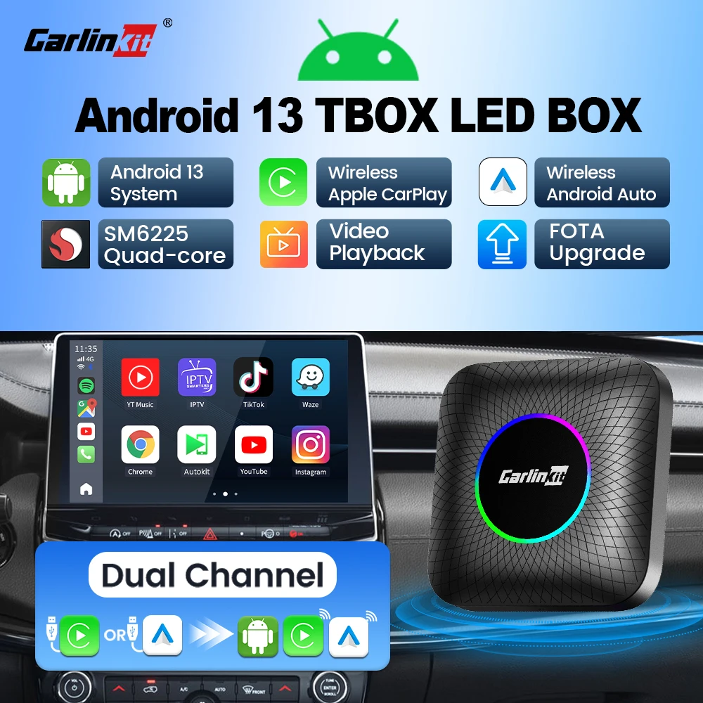 CarlinKit Android 13 TVボックス CarPlay Android Auto TBox アンビエントワイヤレスアダプター ...