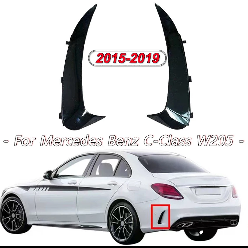 For-Mercedes-Benz-C-Class-W205-C43-C63-AMG-2015-2019-Gloss-Black-Rear ...