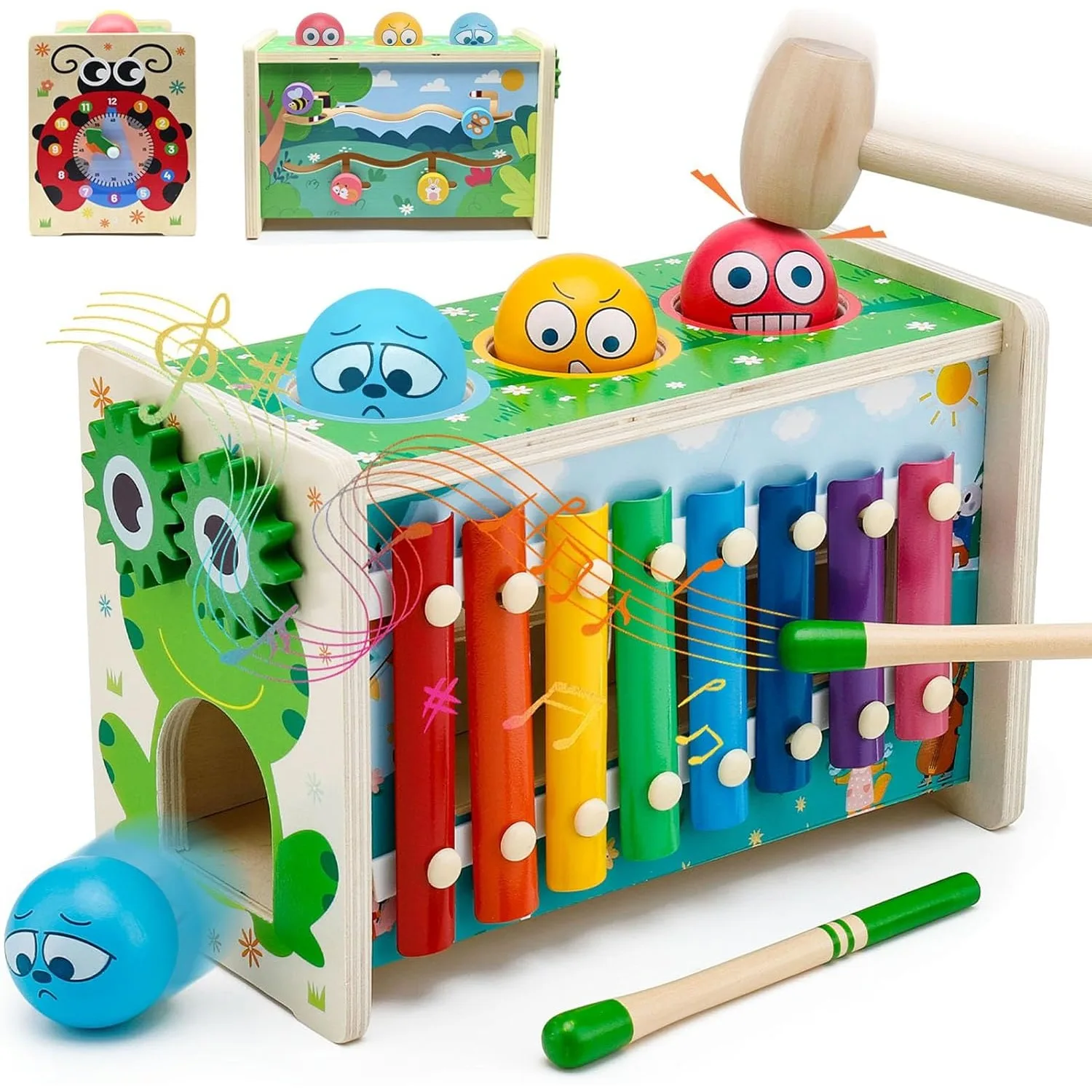 6-in-1-Wooden-Hammering-Pounding-Tapping-Toy-with-Xylophone-Gear-Clock ...