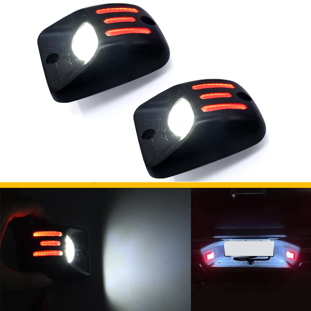 2Pcs-Red-White-LED-Car-License-Plate-Light-Auto-Tail-Number-Plate-Lamps ...