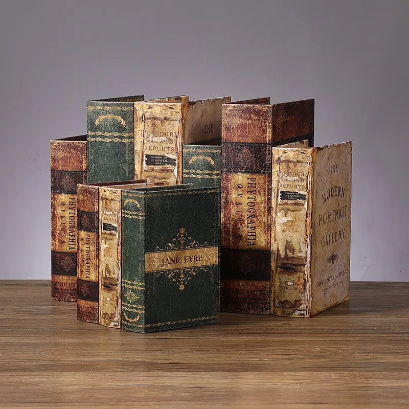 Vintage fake book Ornaments wooden book,simulation book storage box ...