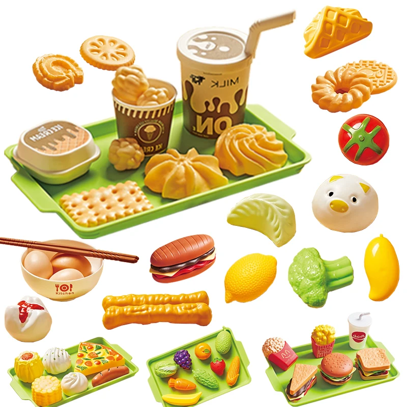 Kids Kitchen Toy Pretends Play Cooking Food Game Hamburger Pizza Snack ...