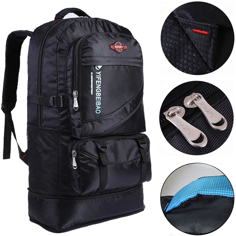 60L-Waterproof-Men-Nylon-Backpack-Travel-Pack-Sports-Bag-Pack-Outdoor ...