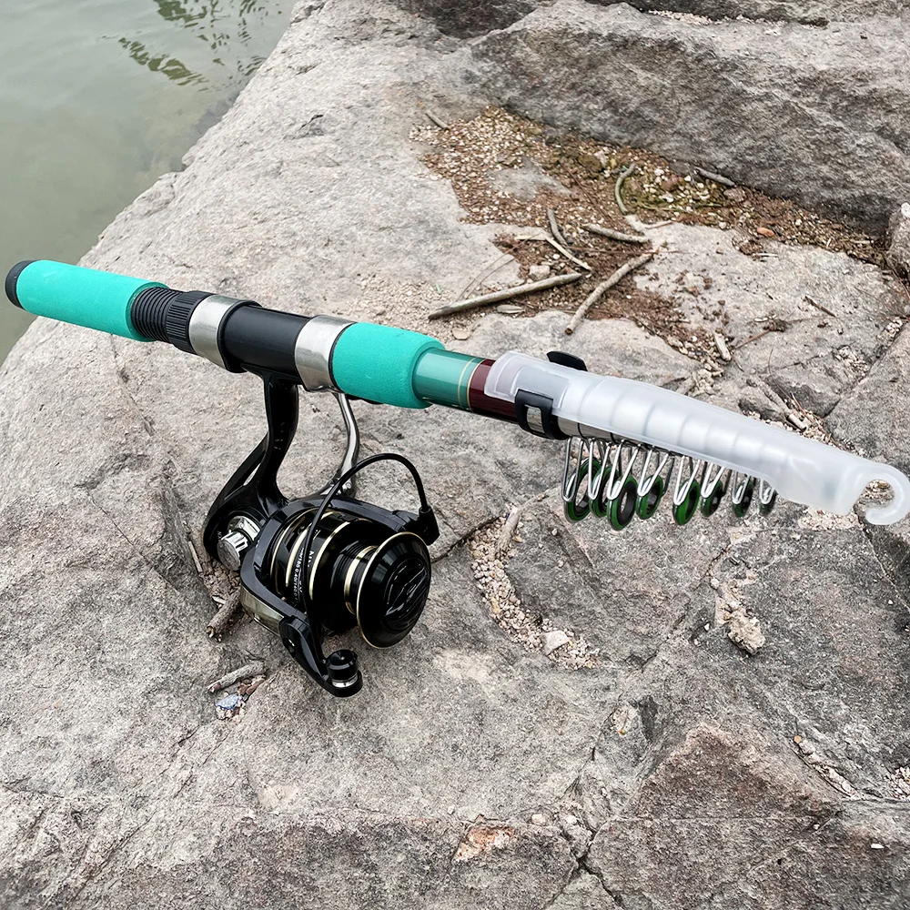 Conjunto de caña y carrete de pesca de fibra de carbono, conjunto de señuelo de pesca giratorio ...