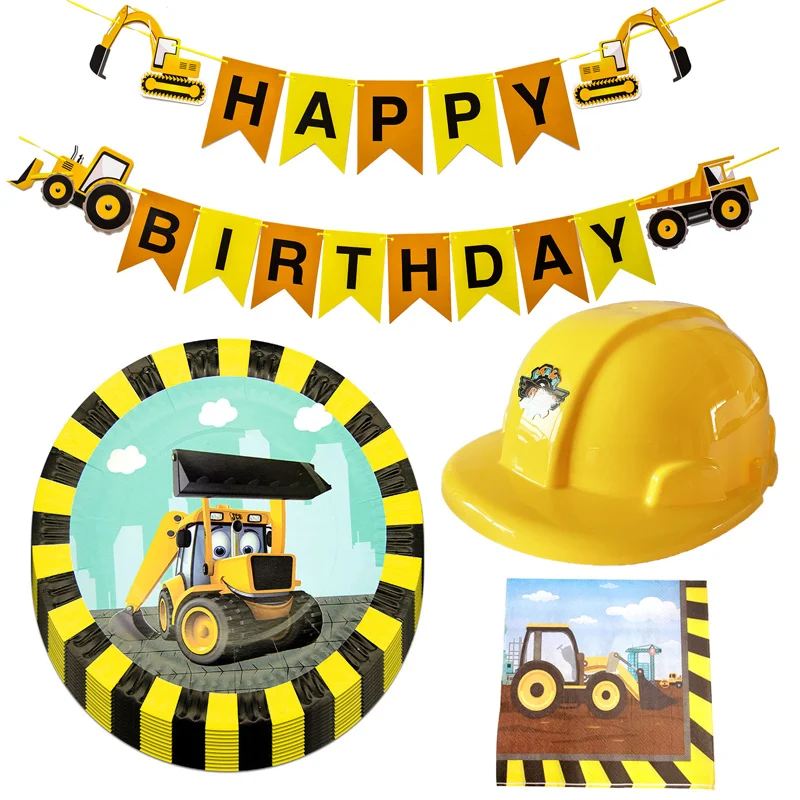 Construction-Birthday-Party-Decorations-Excavator-Theme-Party-Supplies ...
