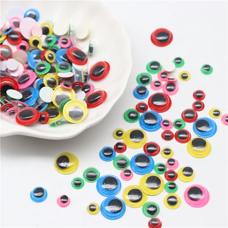 6/8/10/12mm DIY Wiggly Googly Eyes Black White Self-Adhesive Doll Eye ...