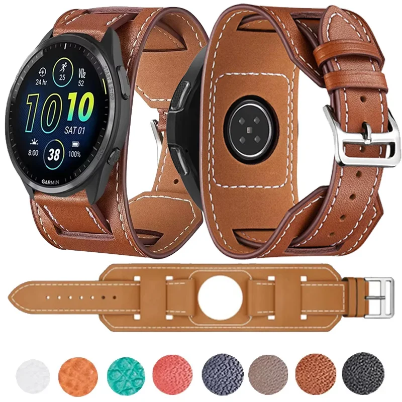 20mm 22mm Leather Strap for Garmin Forerunner 265 965 955 55 245 165 ...