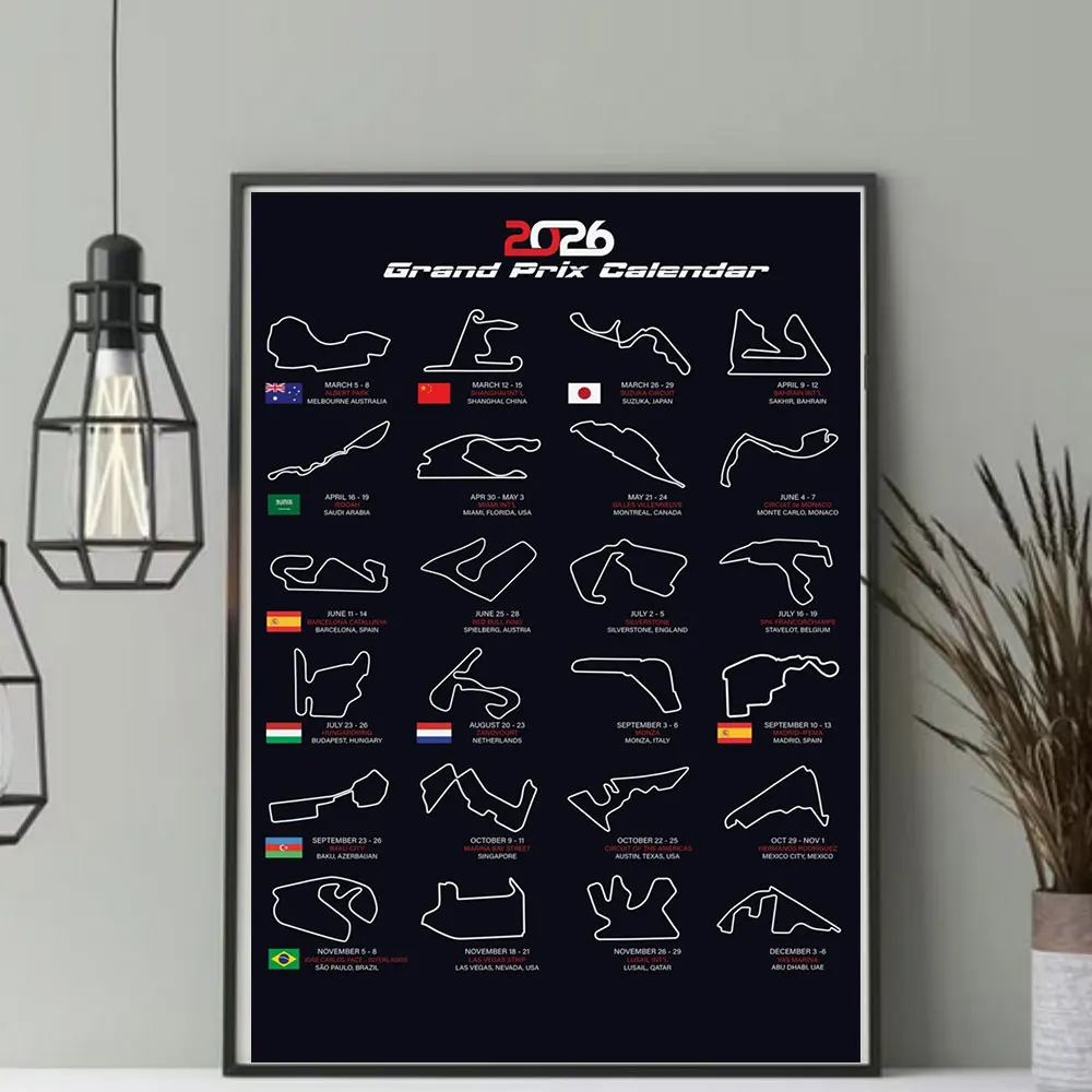 2026 Season Formula Grand Prix Calendar Poster And Print Racing ...