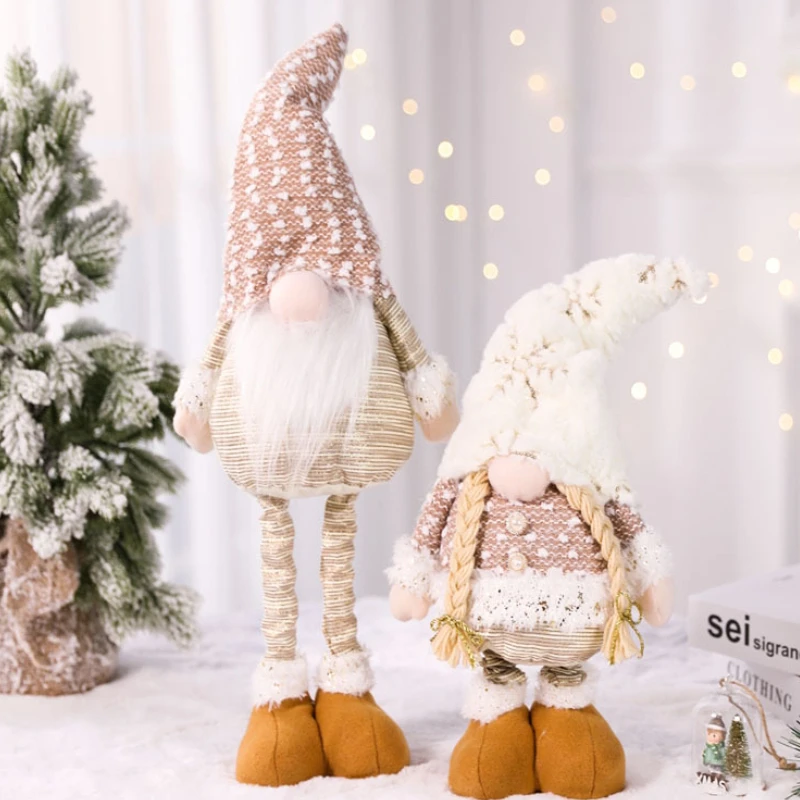 Large Christmas Gnomes Plush Standing Gnome Couple with Retractable ...
