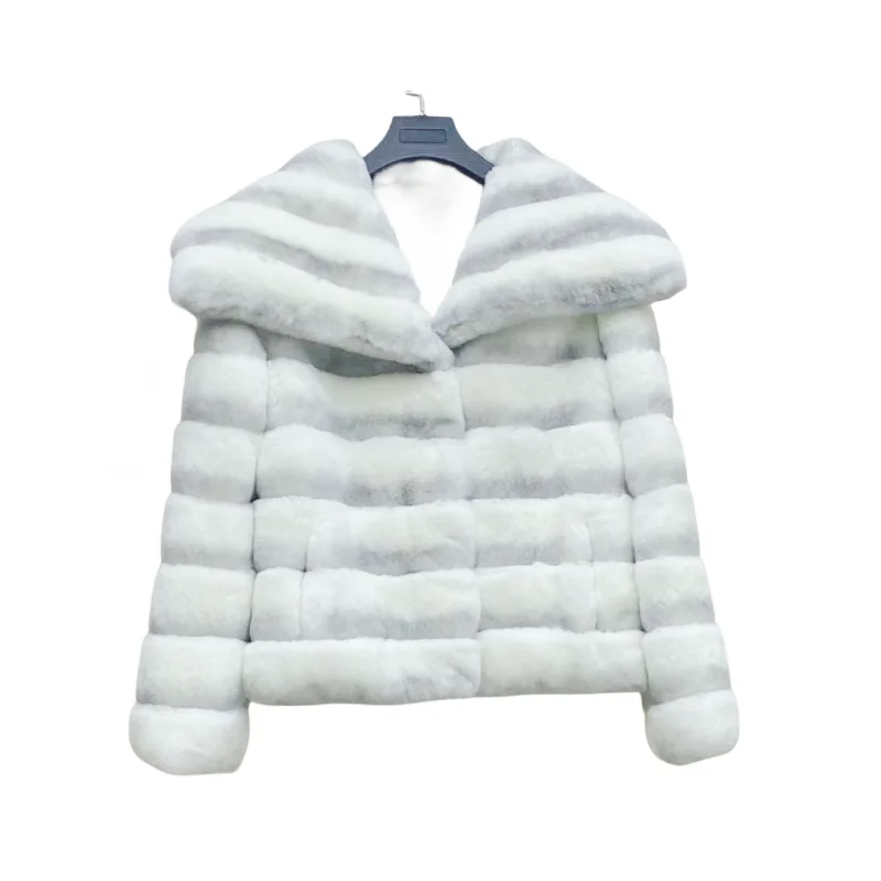 2023 New Totoro rabbit hair cyan purple blue clothing female Rex rabbit ...