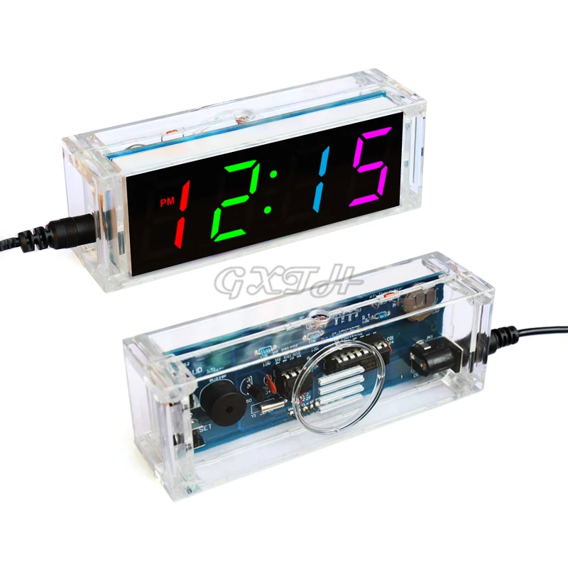4 In 1 Digital Tube Clock Electronic DIY Kit LED Time Temperature Week ...
