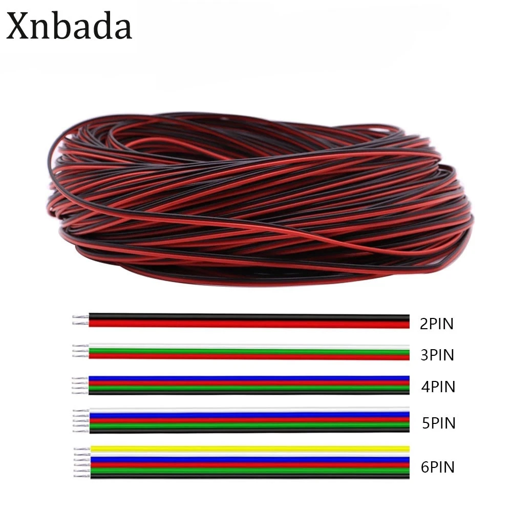 Led Wire Cable 26AWG 2Pin/3Pin/4Pin/5Pin/6pin For WS2812B WS2811 5050 ...