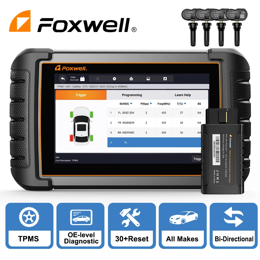 Foxwell Nt809ts Obd2 Car Auto Scanner Bidirectional Test Tpms Relearn ...
