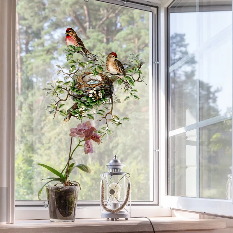 1PC-Cartoon-Cute-Bird-Nest-Sticker-Decoration-Window-Waterproof-Self ...