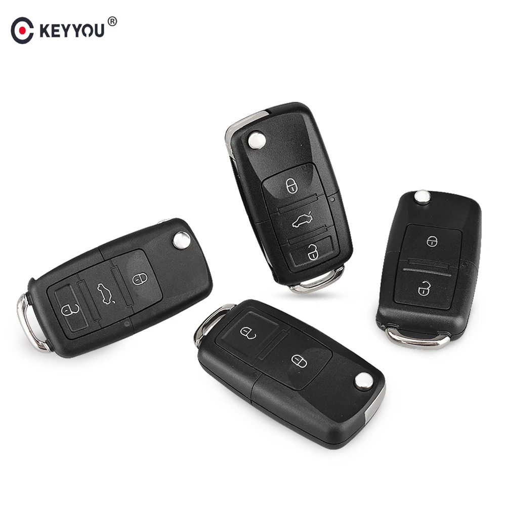 KEYYOU 2/3 Buttons Replacement Filp Car Remote Key Shell Case For VW ...