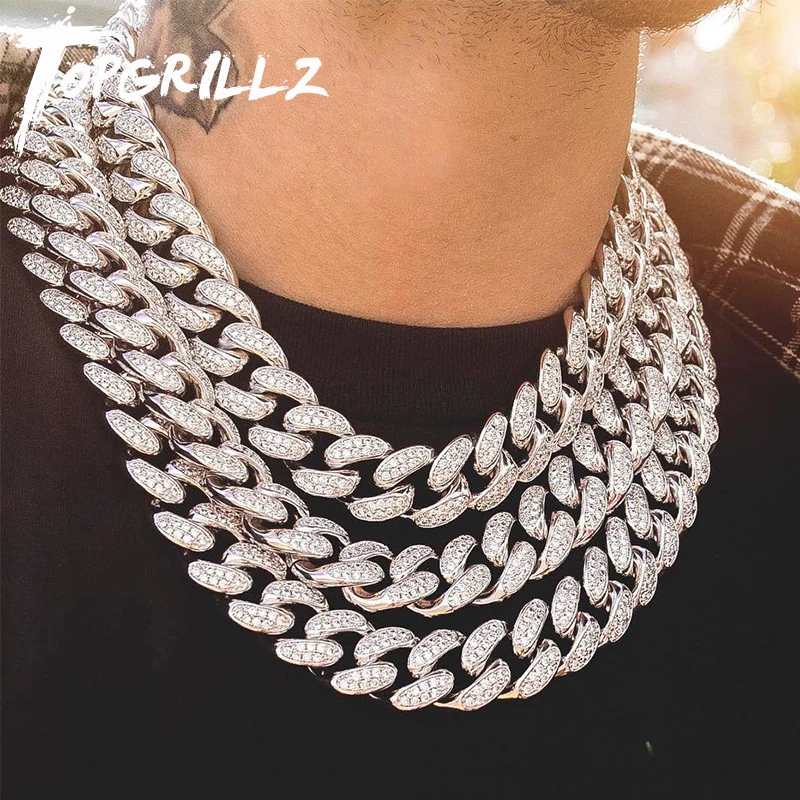 TOPGRILLZ 16 Inch 30 inch herren 20mm Schwere Iced Out Zirkon Miami Kubanischen Link Halskette ...