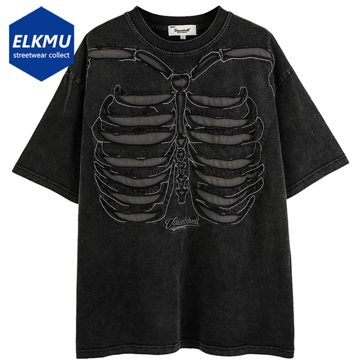 Shirts Men Skeleton | Harajuku Skeleton Shirt | Ripped Tee Shirts Hip ...