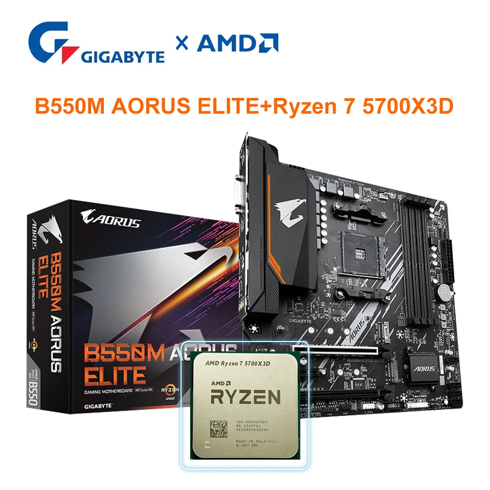 AMD-Ryzen-7-5700X3D-GIGABYTE-B550M-AORUS-ELITE-Motherboard-Set-R7 ...